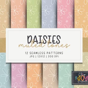 Muted Daisy Seamless Patterns: Soft Pastel Floral Backgrounds ...
