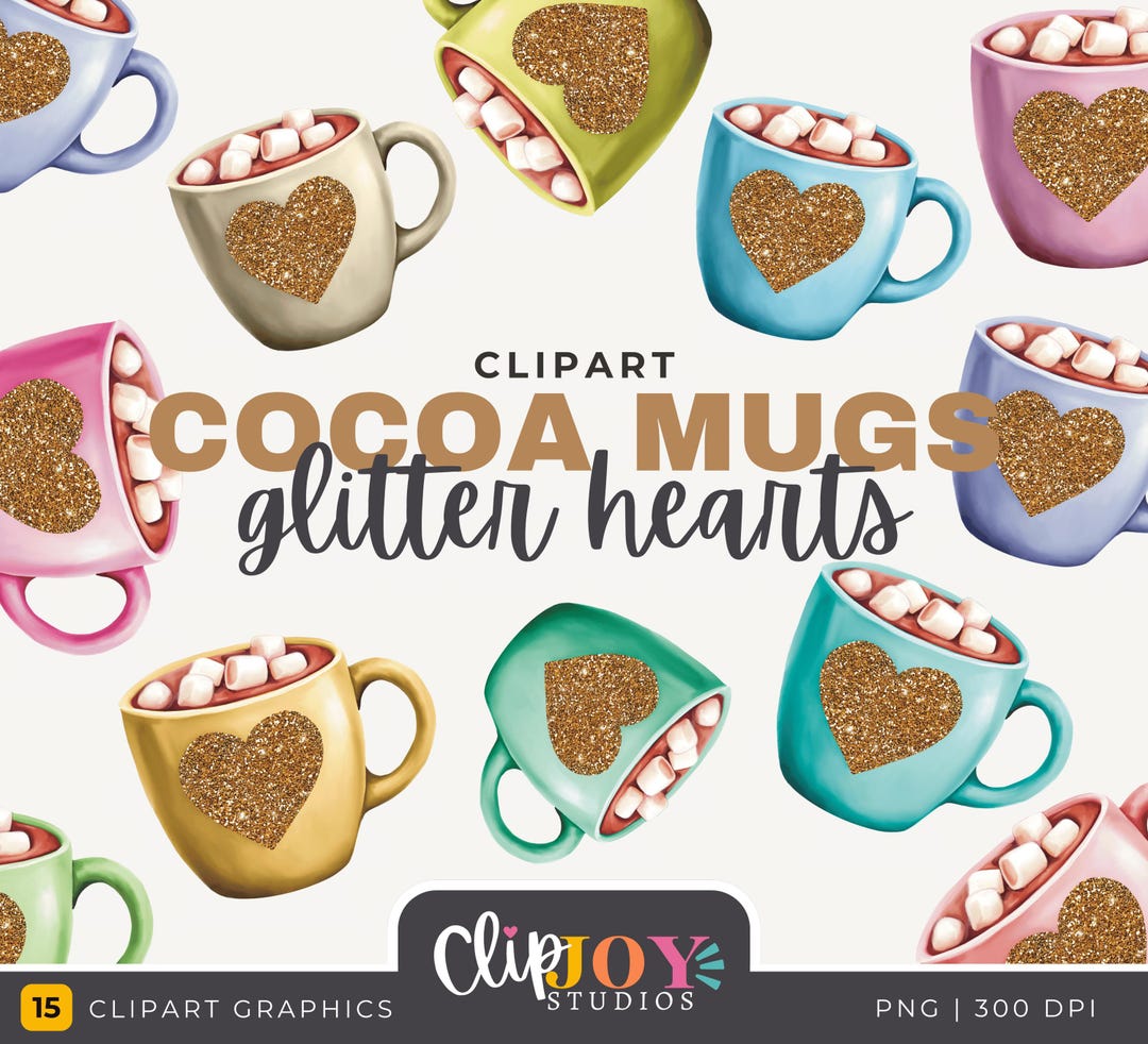 Bright Colored Cocoa Mugs Clipart, Vivid Spring Watercolor Coffee Mugs ...