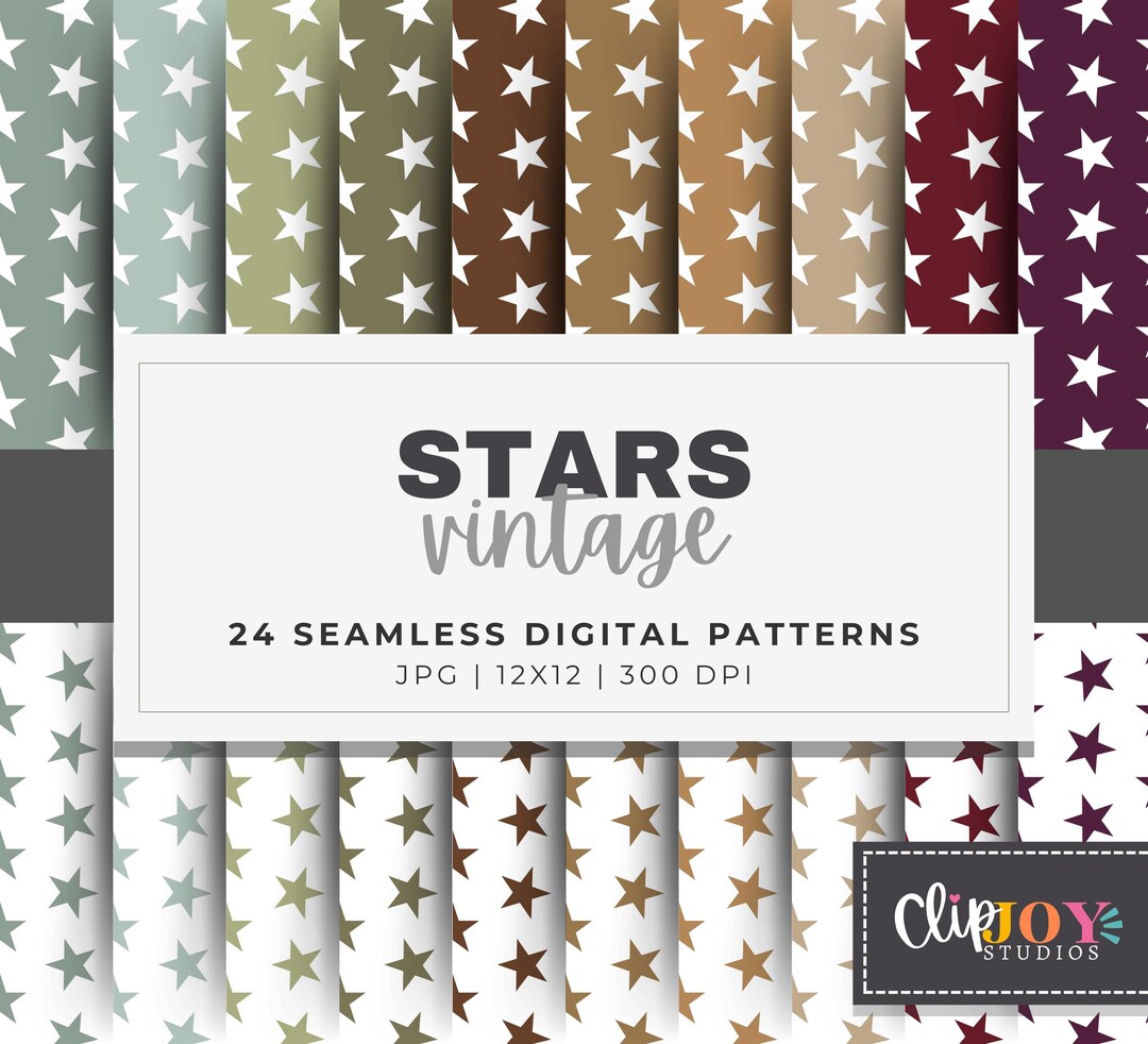 Vintage Star Digital Paper - Rustic Star Pattern - Retro Scrapbook ...