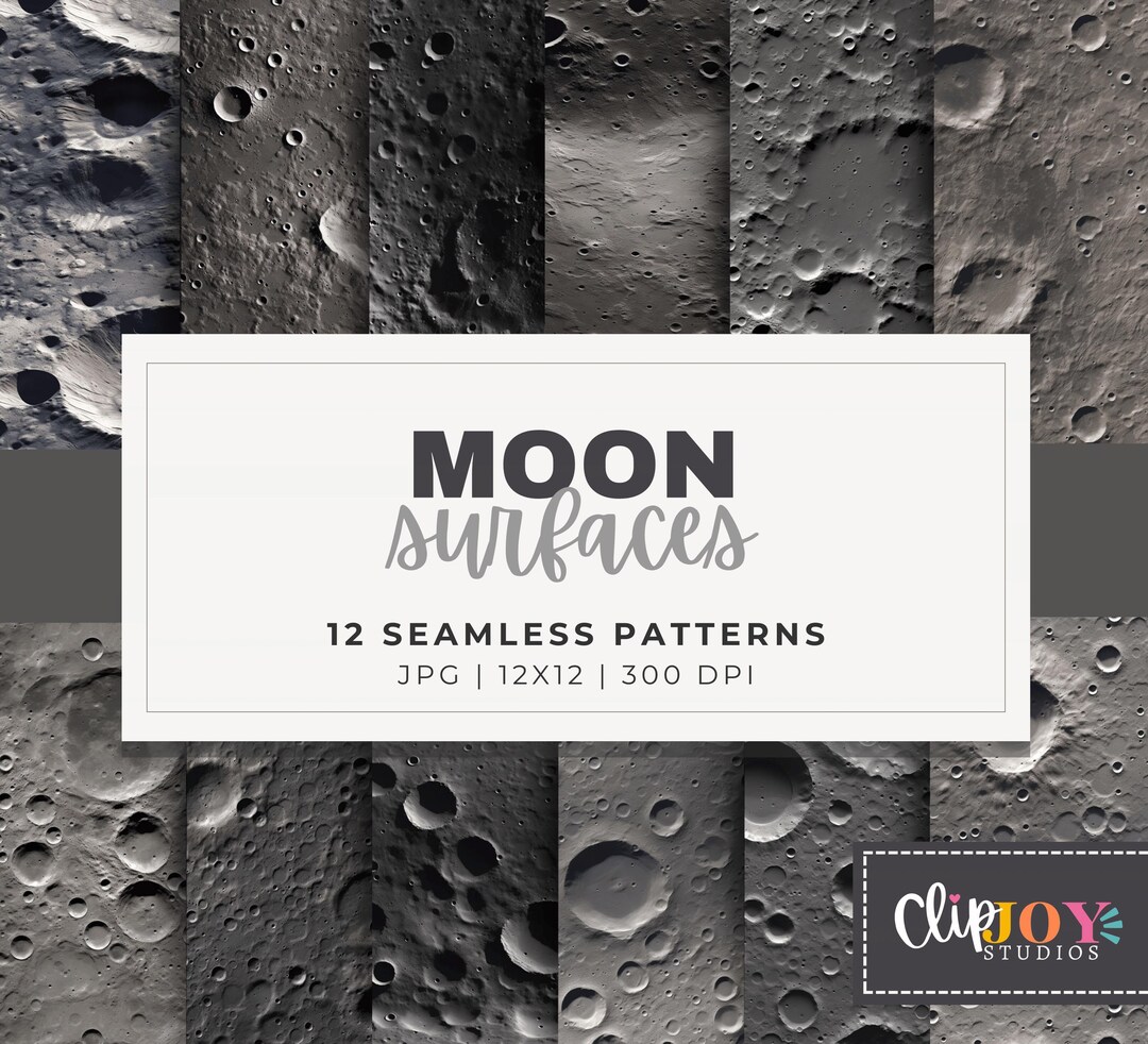 Moon Surface Digital Papers, 12 Seamless Repeating Textures, 12x12 ...