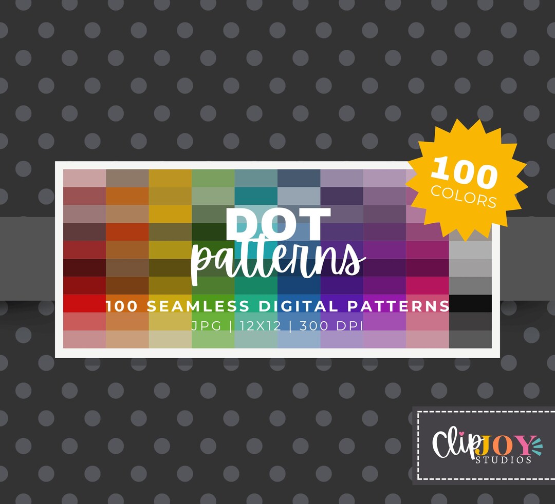 Polka Dot Digital Paper Pack, 100 Rainbow Colors Small Dots Seamless ...