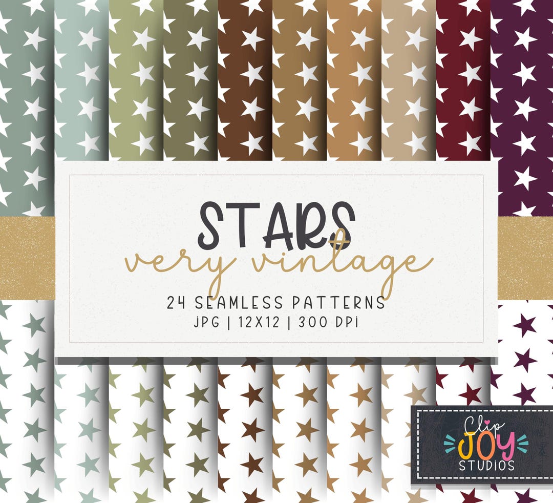 Vintage Star Digital Paper: Rustic Scrapbook Pattern (12x12in, 300 DPI ...