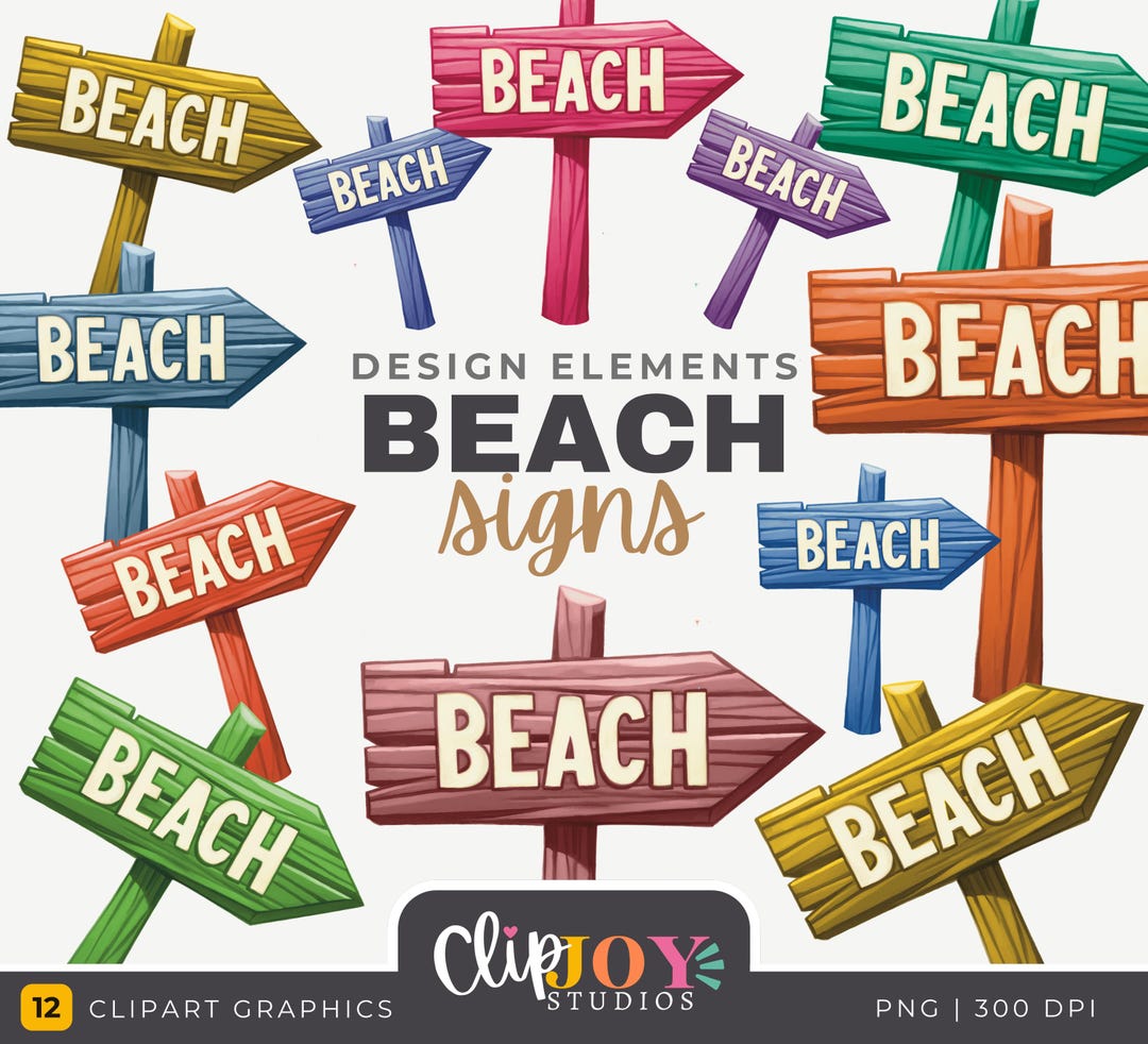 Beach Sign Clipart | Colorful Wooden Beach PNG | Tropical Sign ...