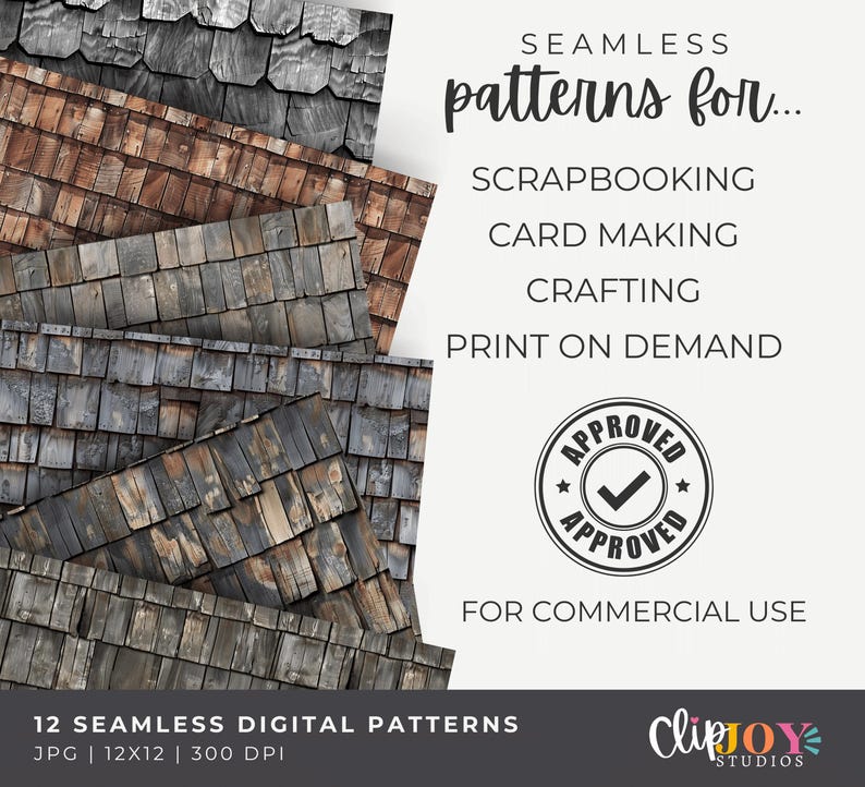 Wooden Shakes Textures, Shingles Seamless Patterns, 12 Downloadable ...