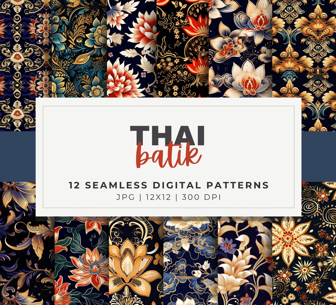 Thai Batik Pattern Digital Paper, 12 Seamless, 12x12 Oriental Inspired ...