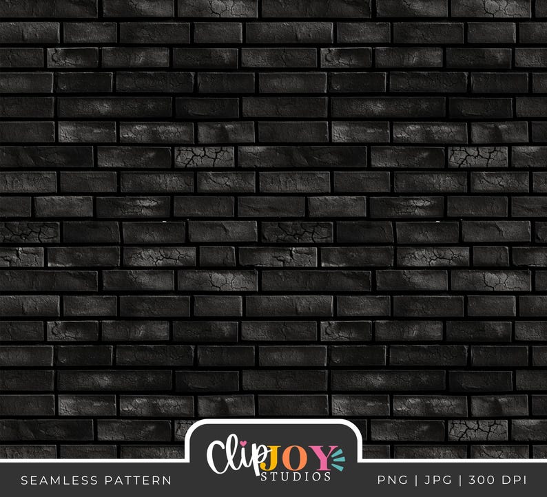 Realistic Black Brick Background Texture, Seamless Digital Paper ...