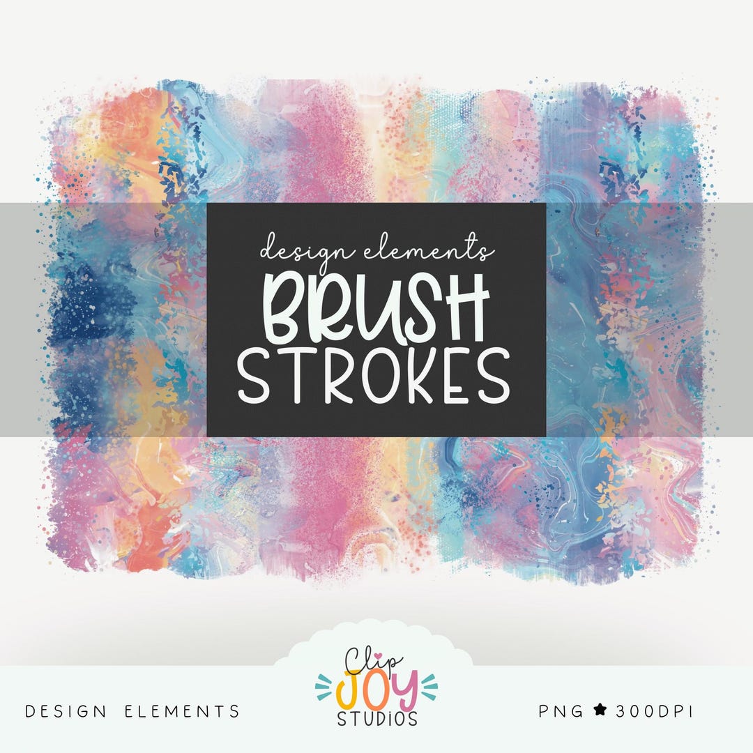Colorful Swirl Brush Strokes, Painted Stripes Overlay Clipart, Digital ...
