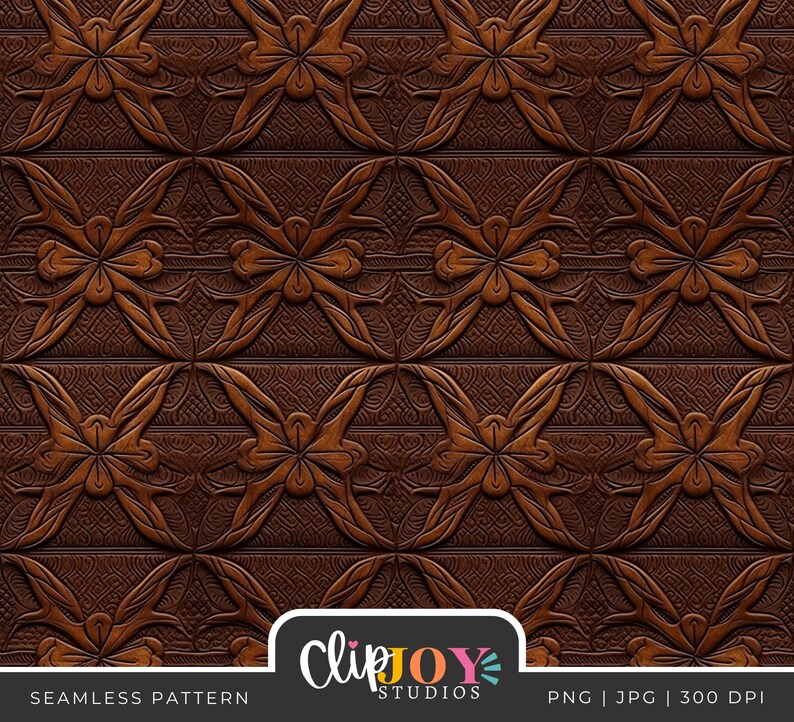 Western Theme Tooled Leather Seamless Digital Papers, Western Engraved ...