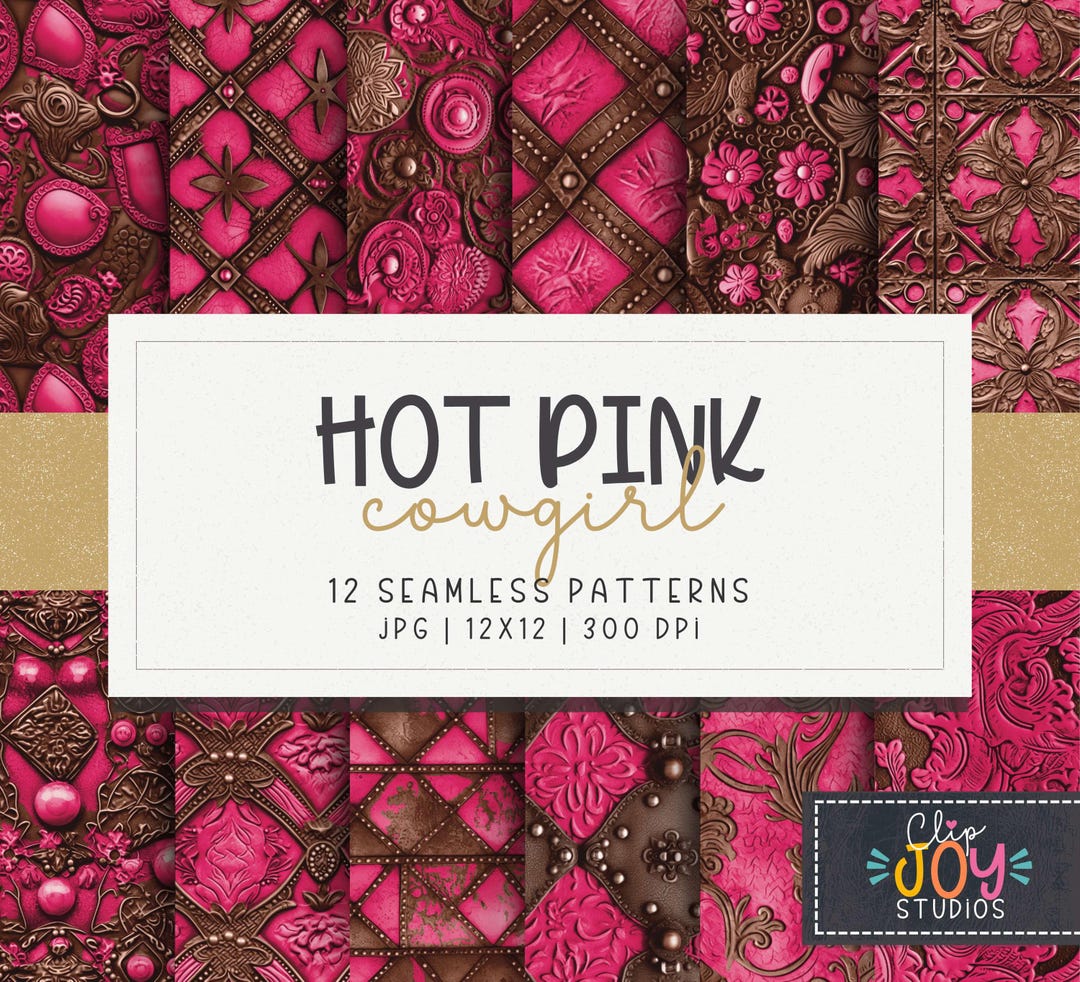 Hot Pink Cowgirl Digital Patterns: Western Scrapbook Paper (commercial ...