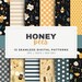 Cute Honey Bees Seamless Patterns, 12 Downloadable Digital Papers, Bee ...