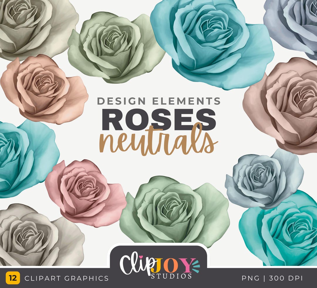 Neutral Roses PNG | Soft Watercolor Roses | Elegant Floral Clipart ...