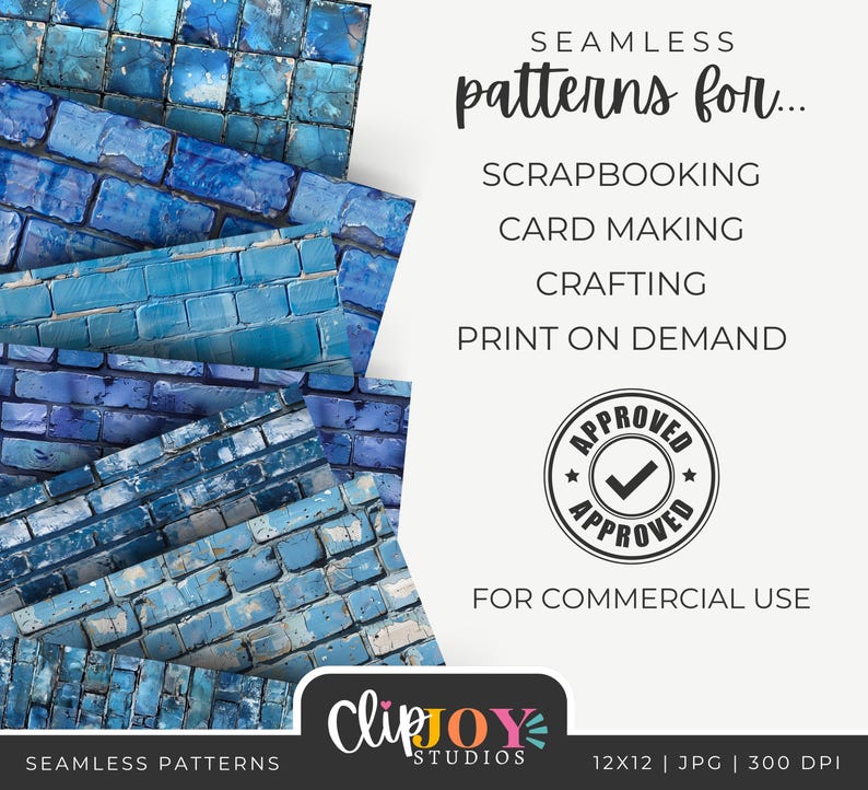 Blue Brick Textures, Brick Wall Seamless Patterns, 12 Downloadable ...