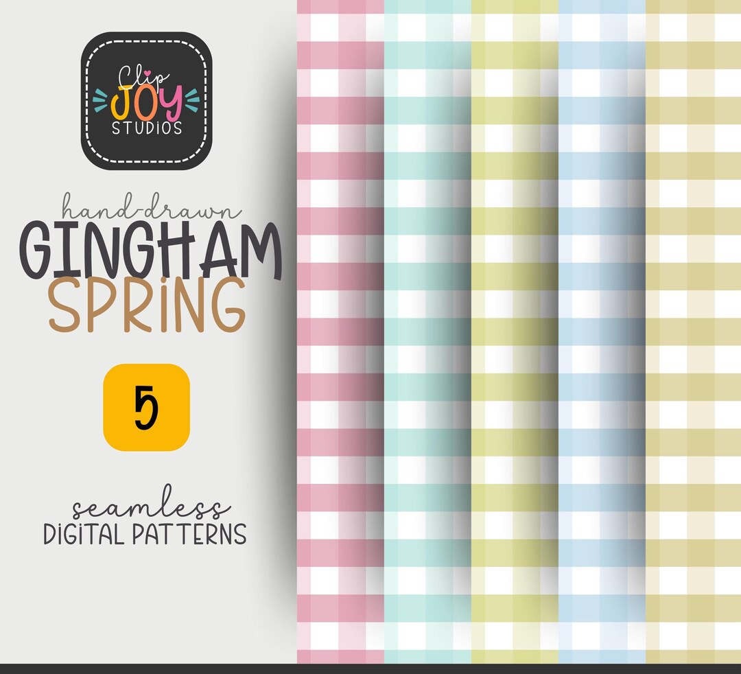 Pastel Gingham Digital Paper – Spring Seamless Backgrounds, Hand-drawn ...