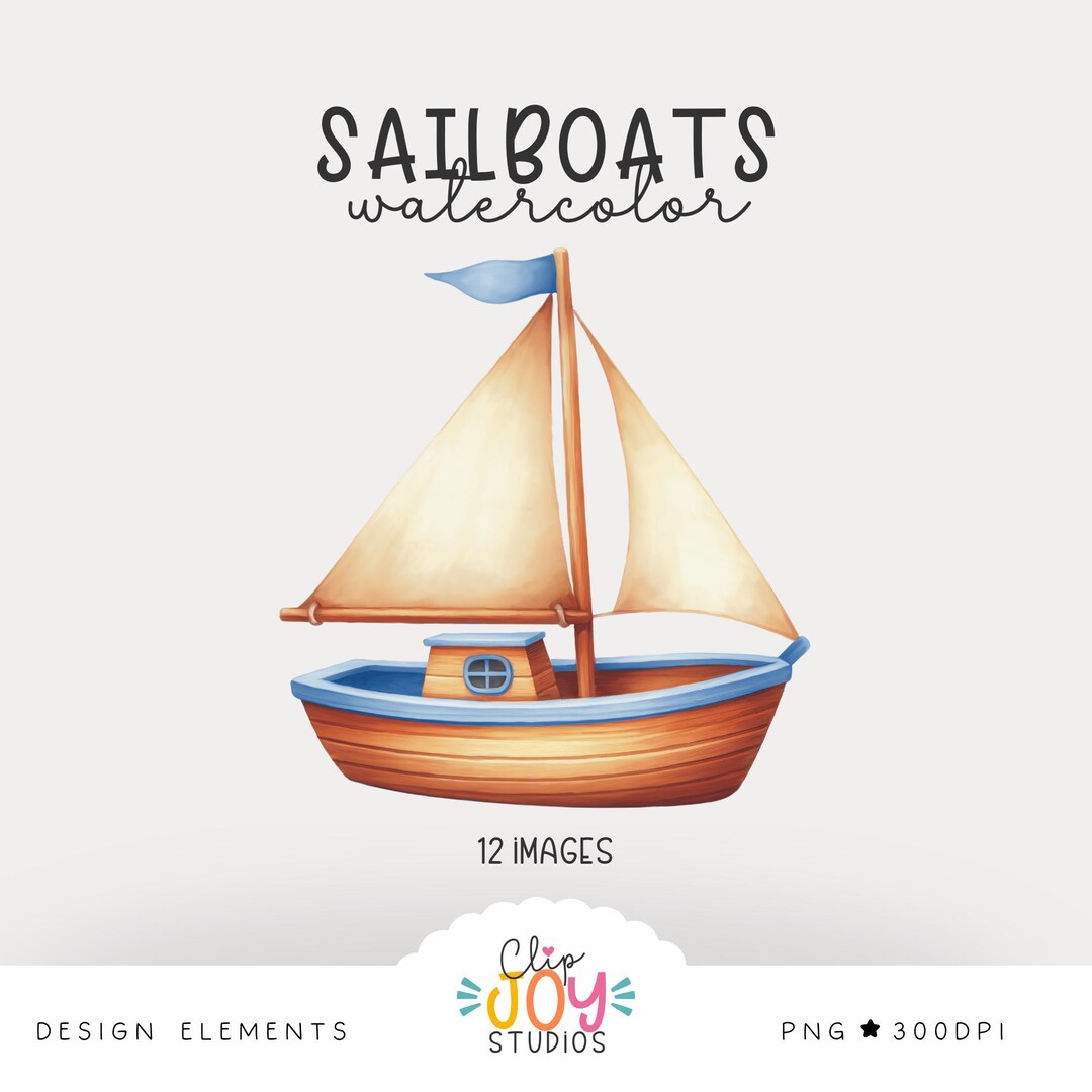 Watercolor Sailboat Clipart - Nautical Boat Graphics - Ocean Theme ...