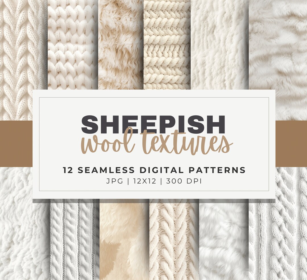 Sheep's Wool Digital Papers, 12 Seamless Textures, 12x12, JPG File ...