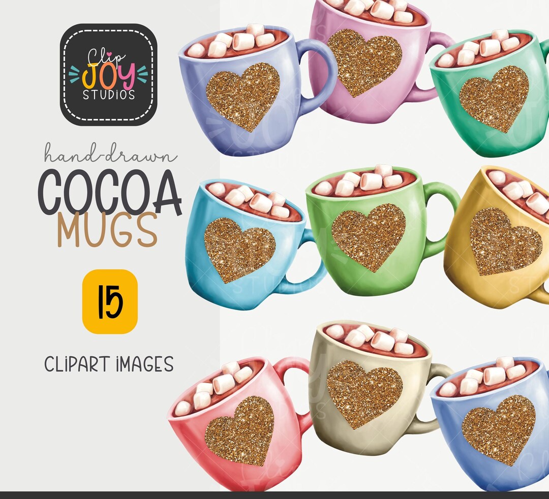 Bright Colored Cocoa Mugs Clipart, Vivid Spring Watercolor Coffee Mugs ...