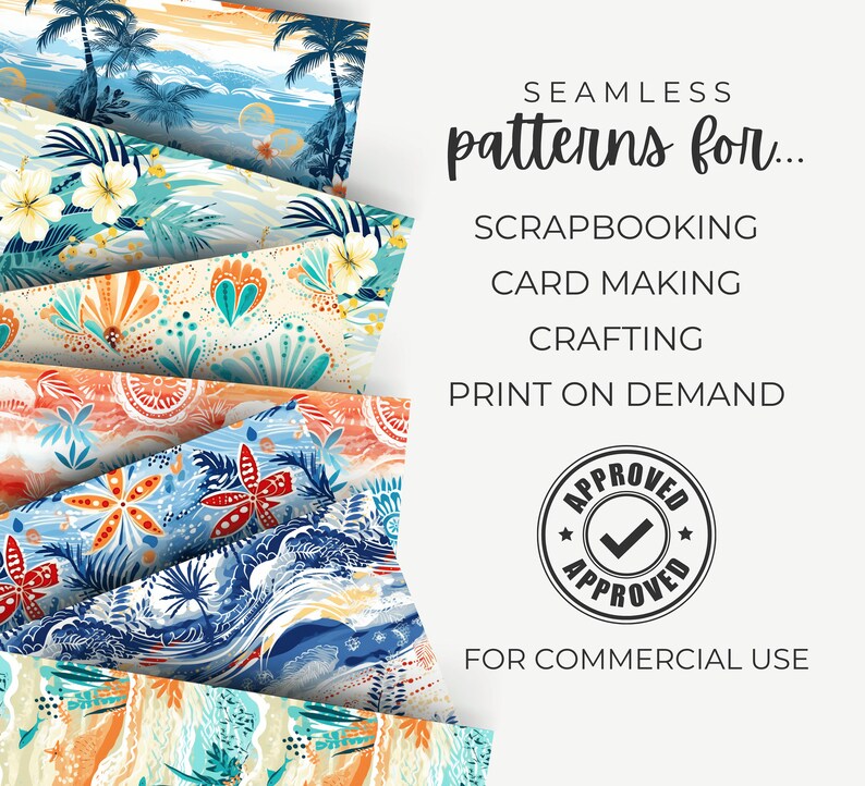 Tropical Beach Pattern Digital Paper, 12 Seamless, 12x12 Hawaiian ...