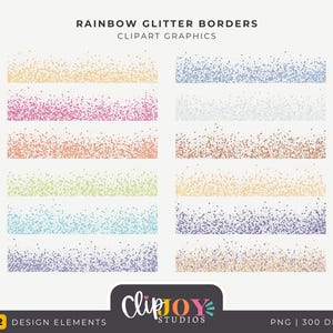 Rainbow Glitter Borders, Sparkling Overlay Clipart, PNG Graphics ...