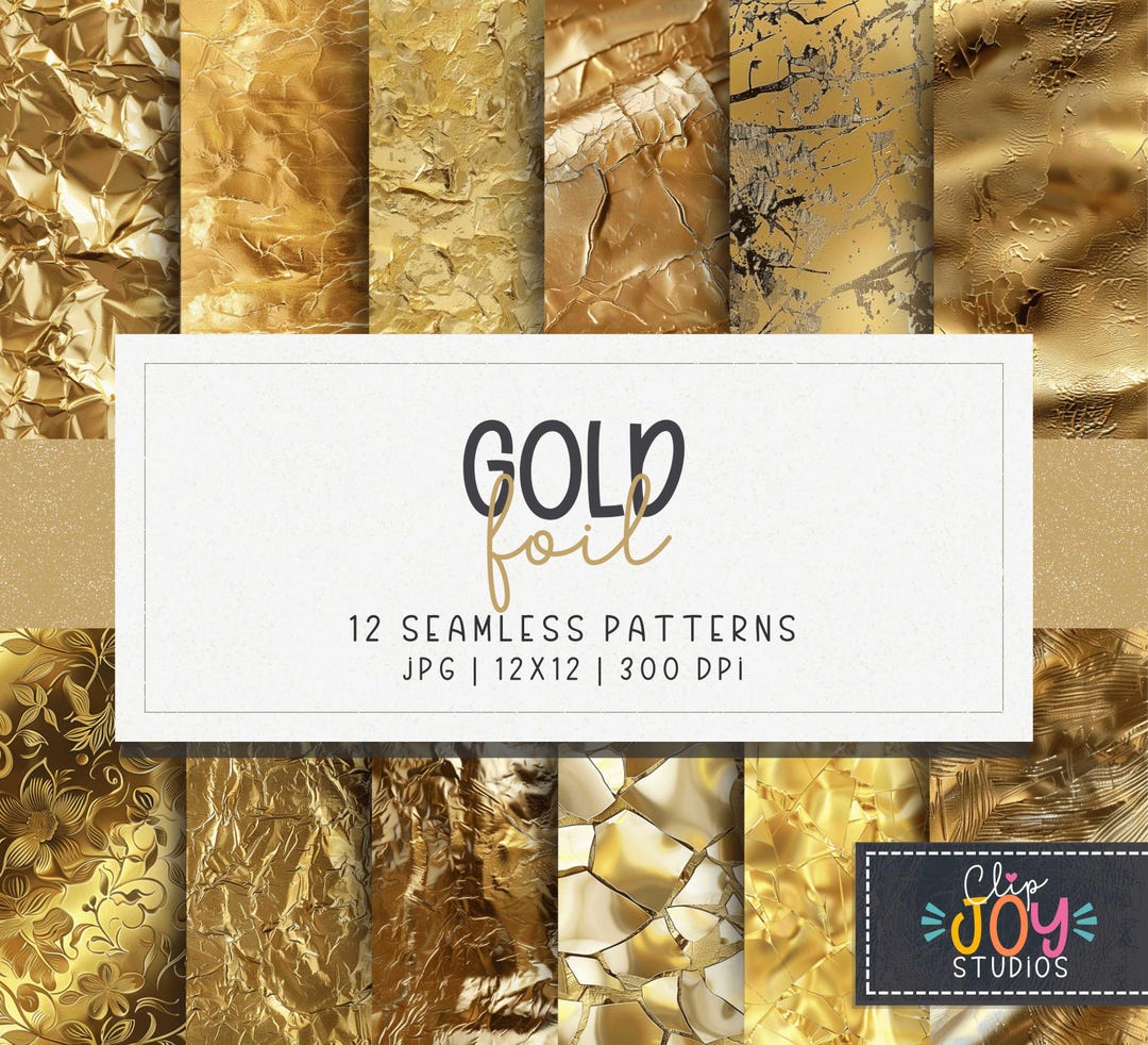 Gold Foil Seamless Textures: Shimmering Digital Papers (commercial Use ...