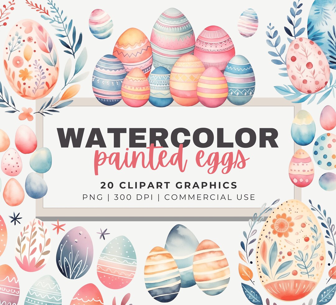 Watercolor Easter Eggs Clipart Easter Clipart Egg Hunt Clipart Colorful ...