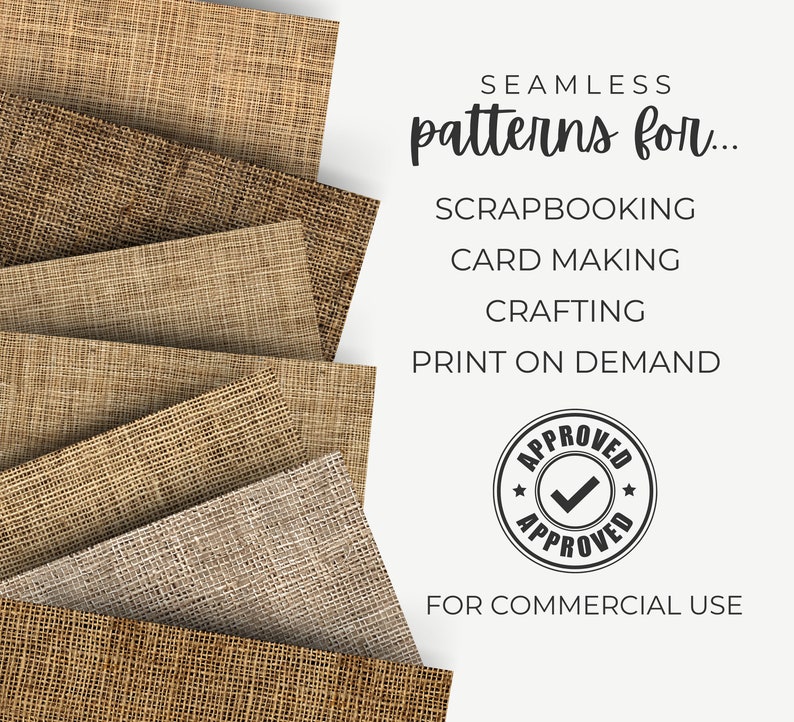 Burlap Textures Digital Papers, 12 Downloadable Seamless Jute Cloth ...
