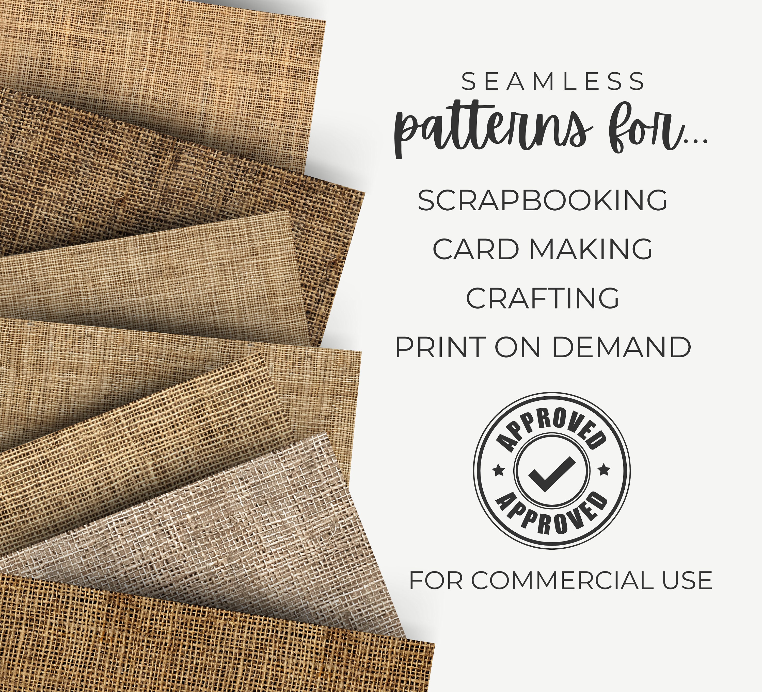 Burlap Textures Digital Papers, 12 Downloadable Seamless Jute Cloth ...