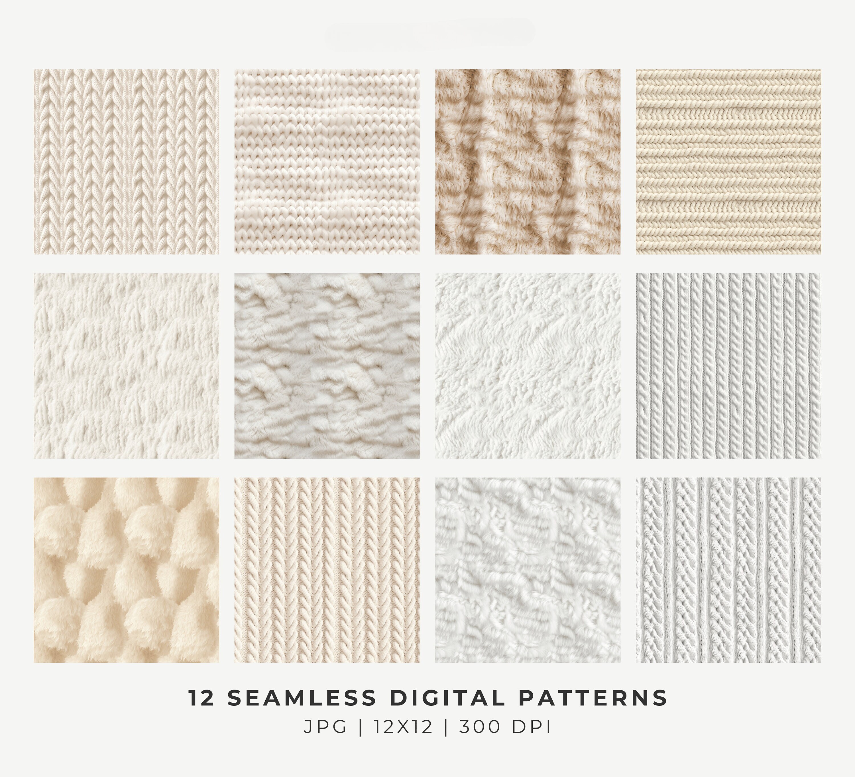 Sheep's Wool Digital Papers, 12 Seamless Textures, 12x12, JPG File ...
