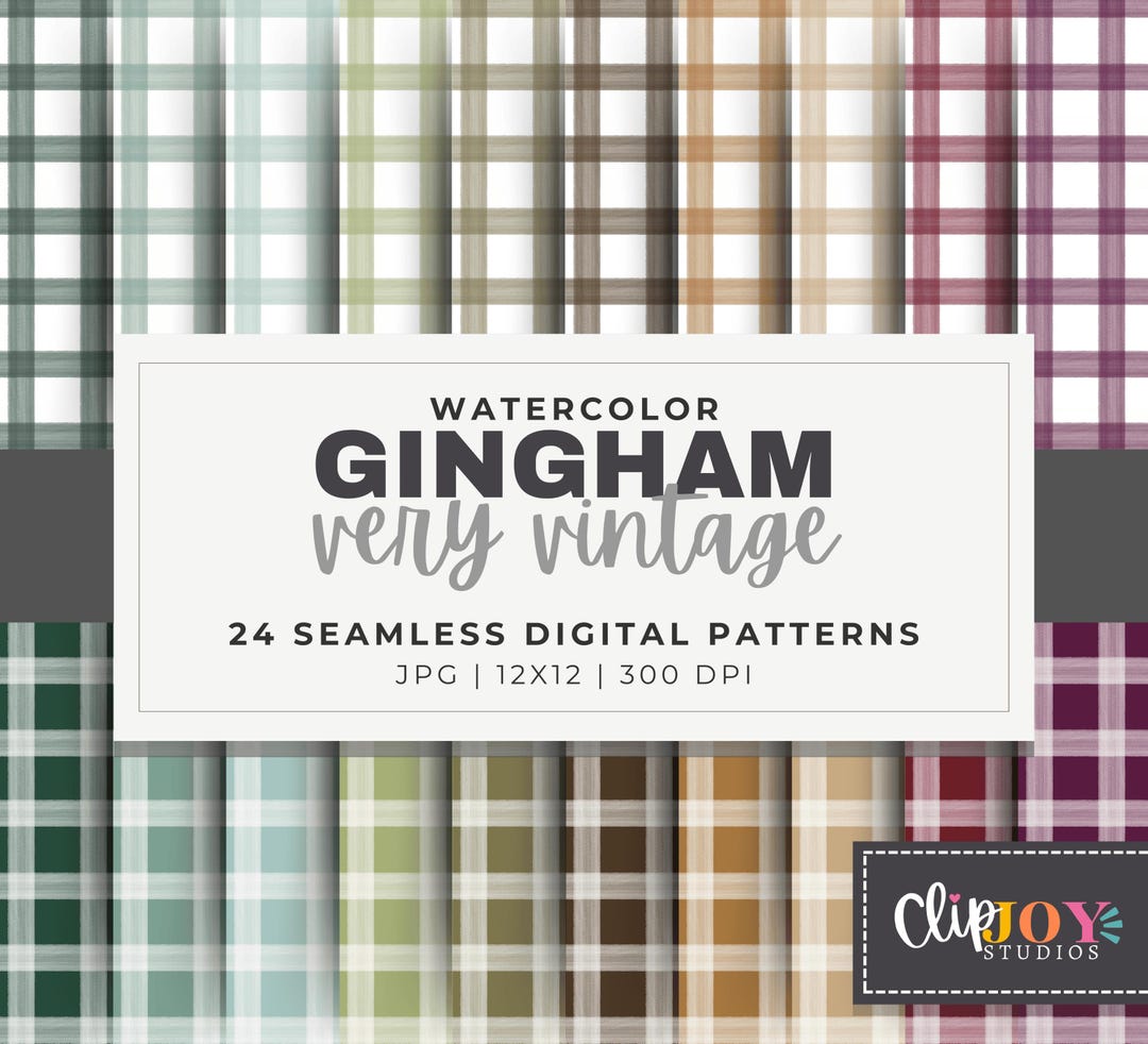 Seamless Watercolor Gingham Check Pattern, Vintage Colors, Hand Drawn ...