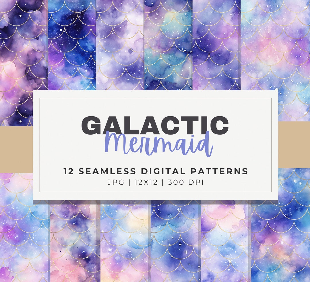 Galactic Mermaid Scales Digital Paper Pack-seamless Sparkle Patterns ...
