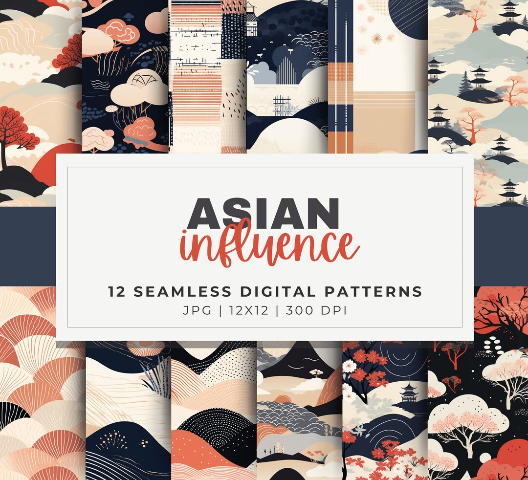 Asian Patterns Digital Papers, 12 Seamless, 12x12, Japanese Inspired ...