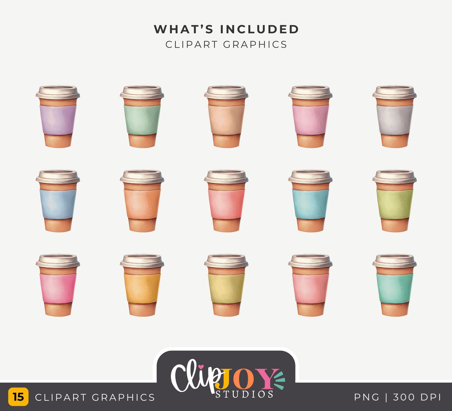 Cute Coffee Lover Cup Clipart, Barista Colorful Beverage to Go Cup ...
