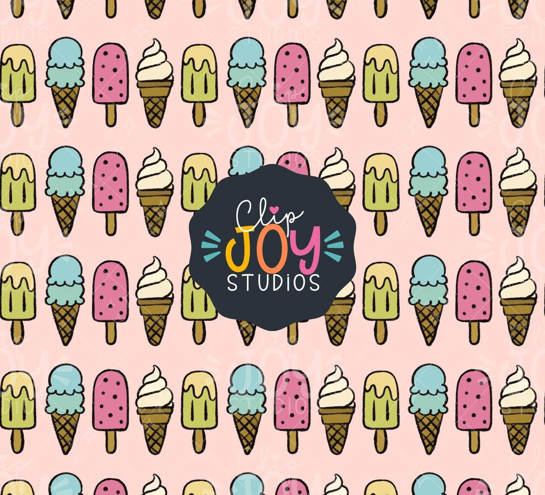 Hand Drawn Ice Cream Seamless Pattern – Pastel Summer Treats Clipart ...