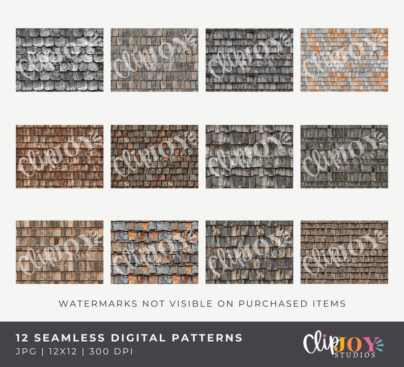 Wooden Shakes Textures, Shingles Seamless Patterns, 12 Downloadable ...