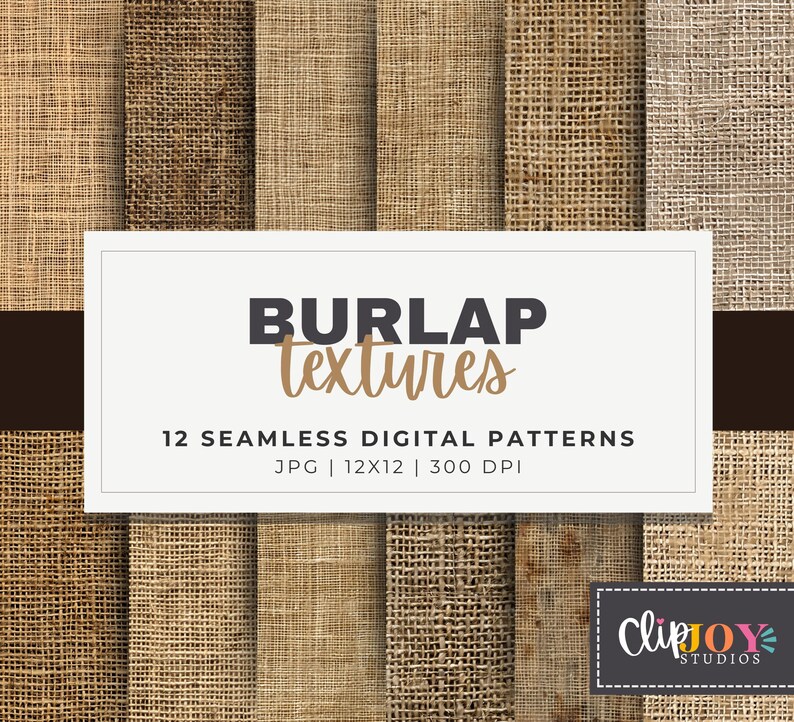 Burlap Textures Digital Papers, 12 Downloadable Seamless Jute Cloth ...