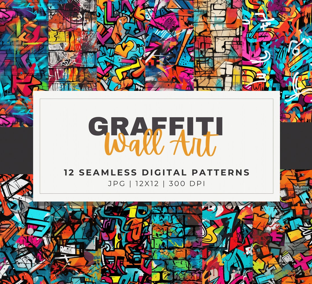 Graffiti Art Digital Paper Pack Seamless Colorful Abstract Patterns ...