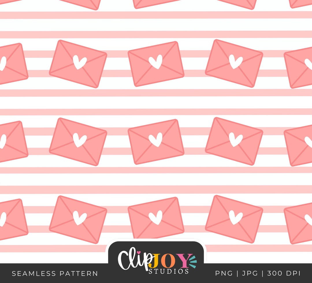 Cute Pink Envelope Pattern Digital Paper Valentines Day Stationery ...