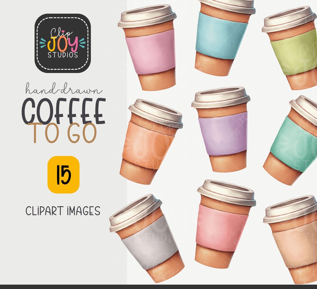 Cute Coffee Lover Cup Clipart, Barista Colorful Beverage to Go Cup ...