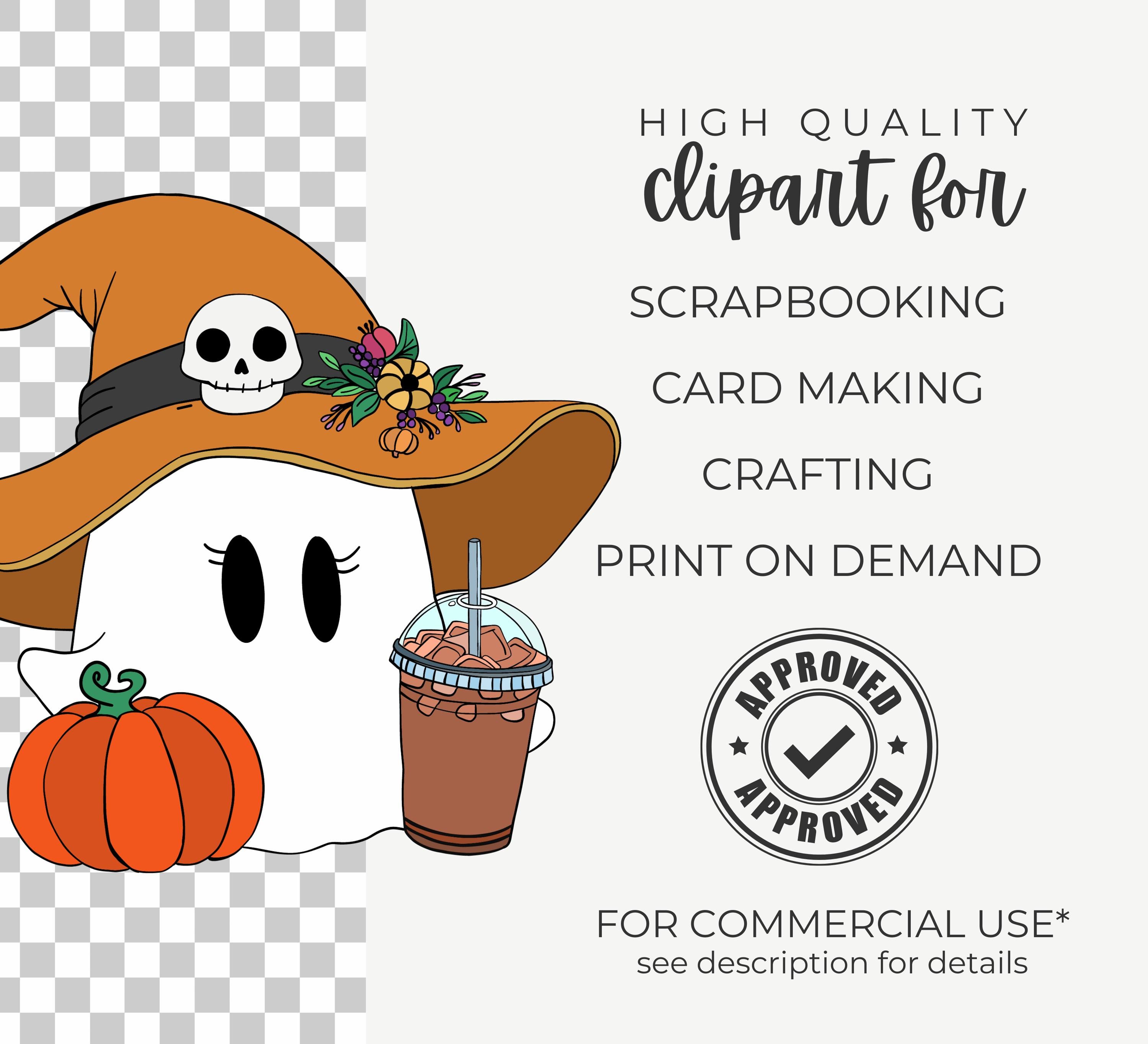 Cute Ghost SVG + PNG Bundle, Hand-drawn Halloween Clip Art Graphics ...