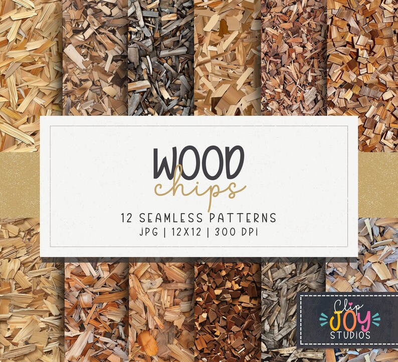Realistic Wood Chips Seamless Textures, 12 Downloadable Digital Papers ...