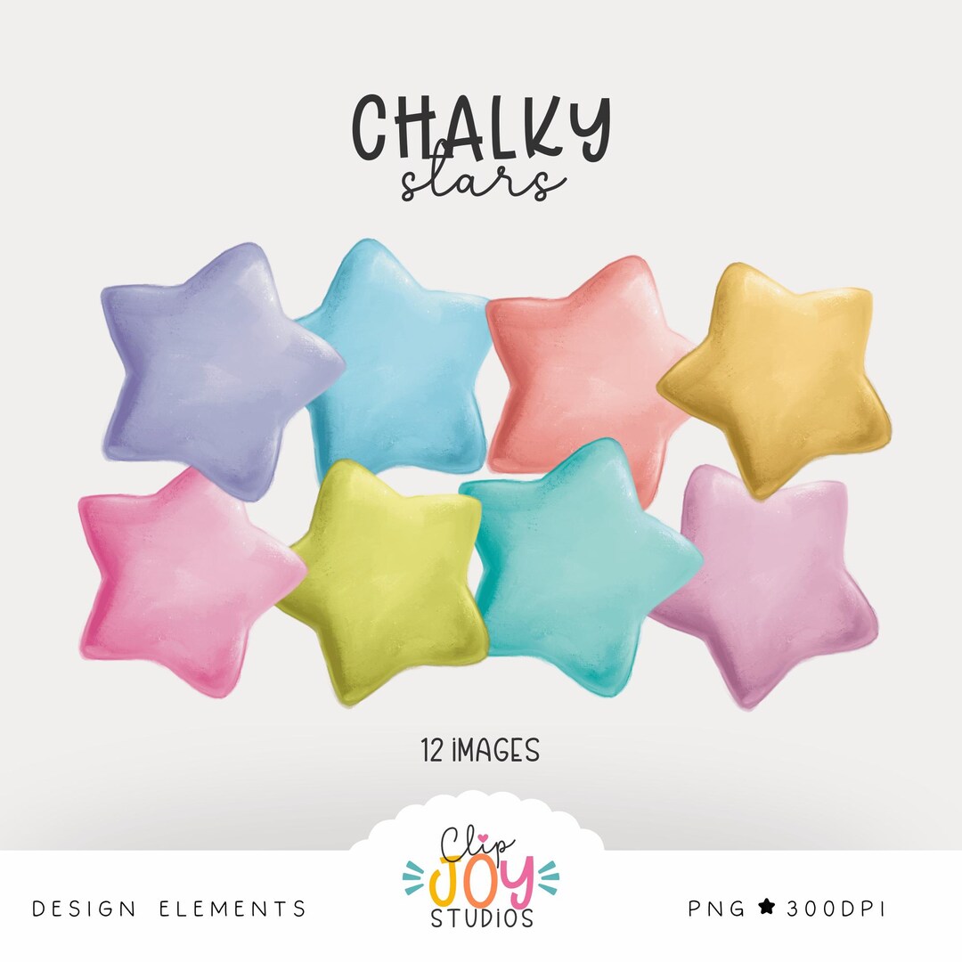 Pastel Watercolor Stars Clipart: Rainbow Hand-drawn Graphics ...