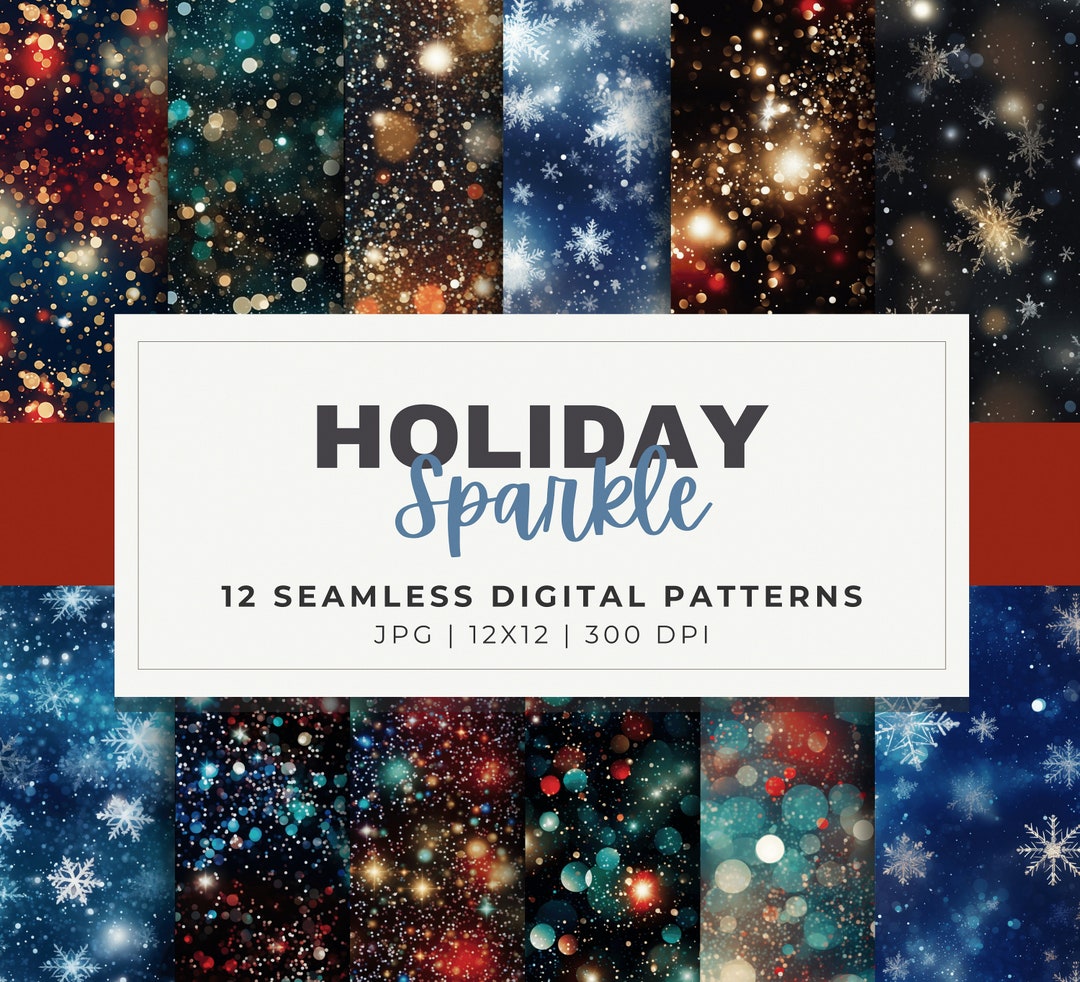 Christmas Glitter Digital Paper Holiday Sparkle Backgrounds, Seamless ...