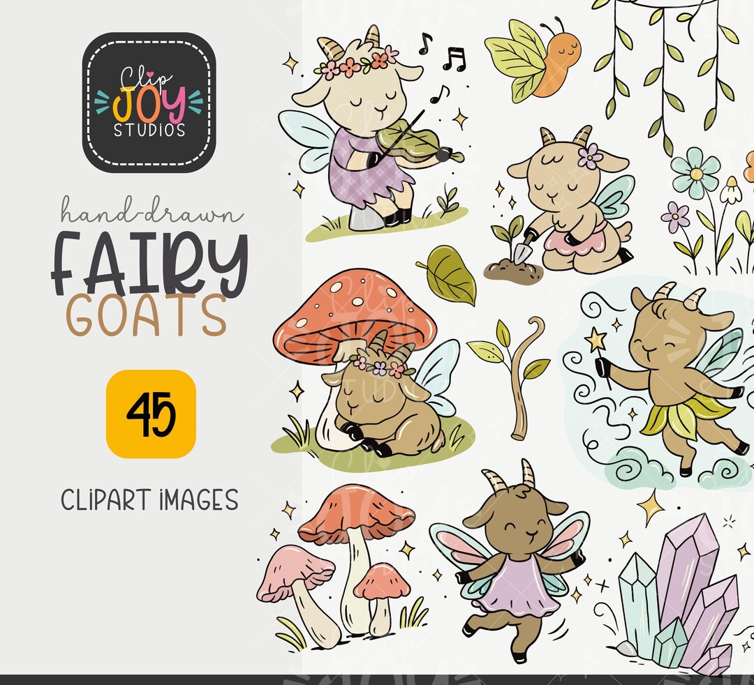 Fairy Goat Clipart – Hand-drawn Magical Fairies, Forest Animals ...