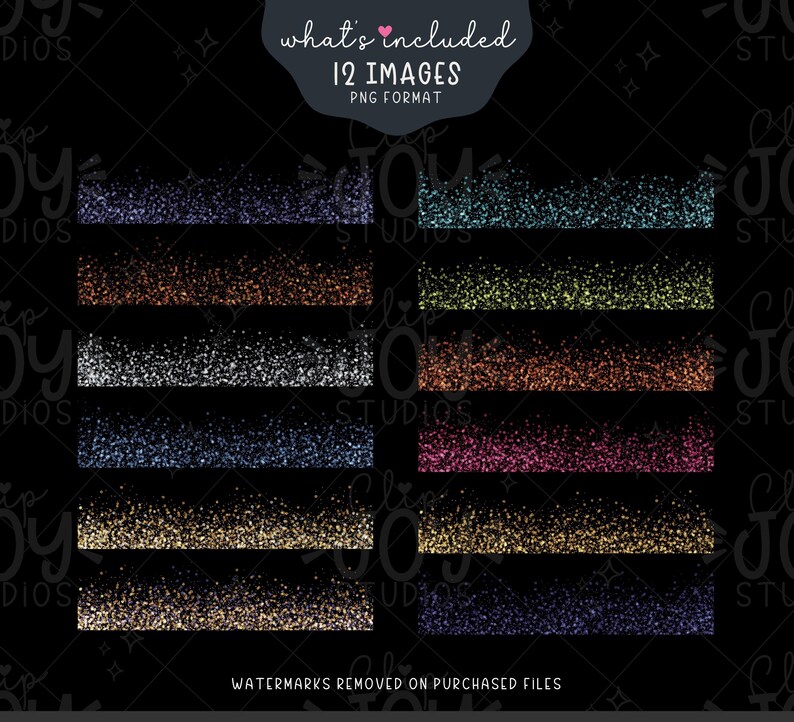 Rainbow Glitter Borders, Sparkling Overlay Clipart, PNG Graphics ...