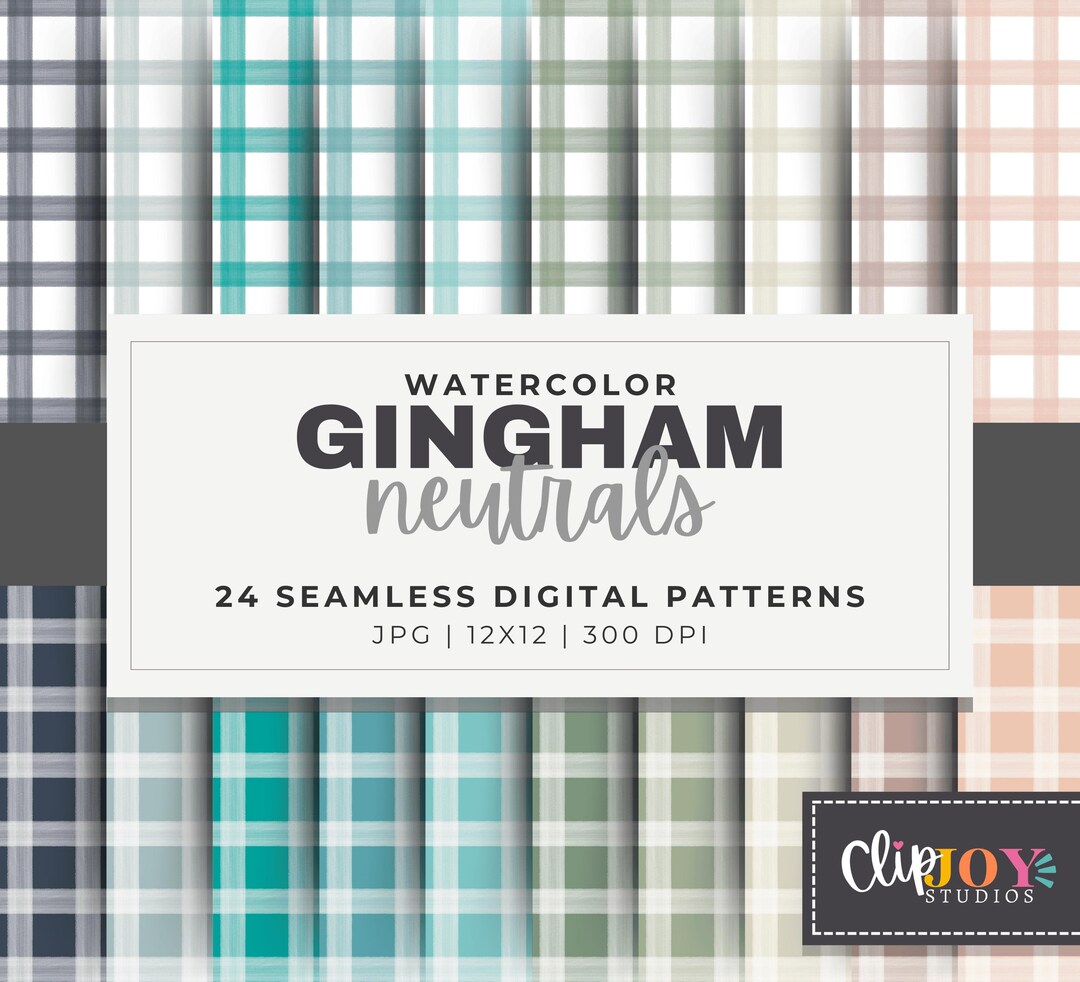 Seamless Watercolor Gingham Check Pattern, Neutral Colors, Hand Drawn ...
