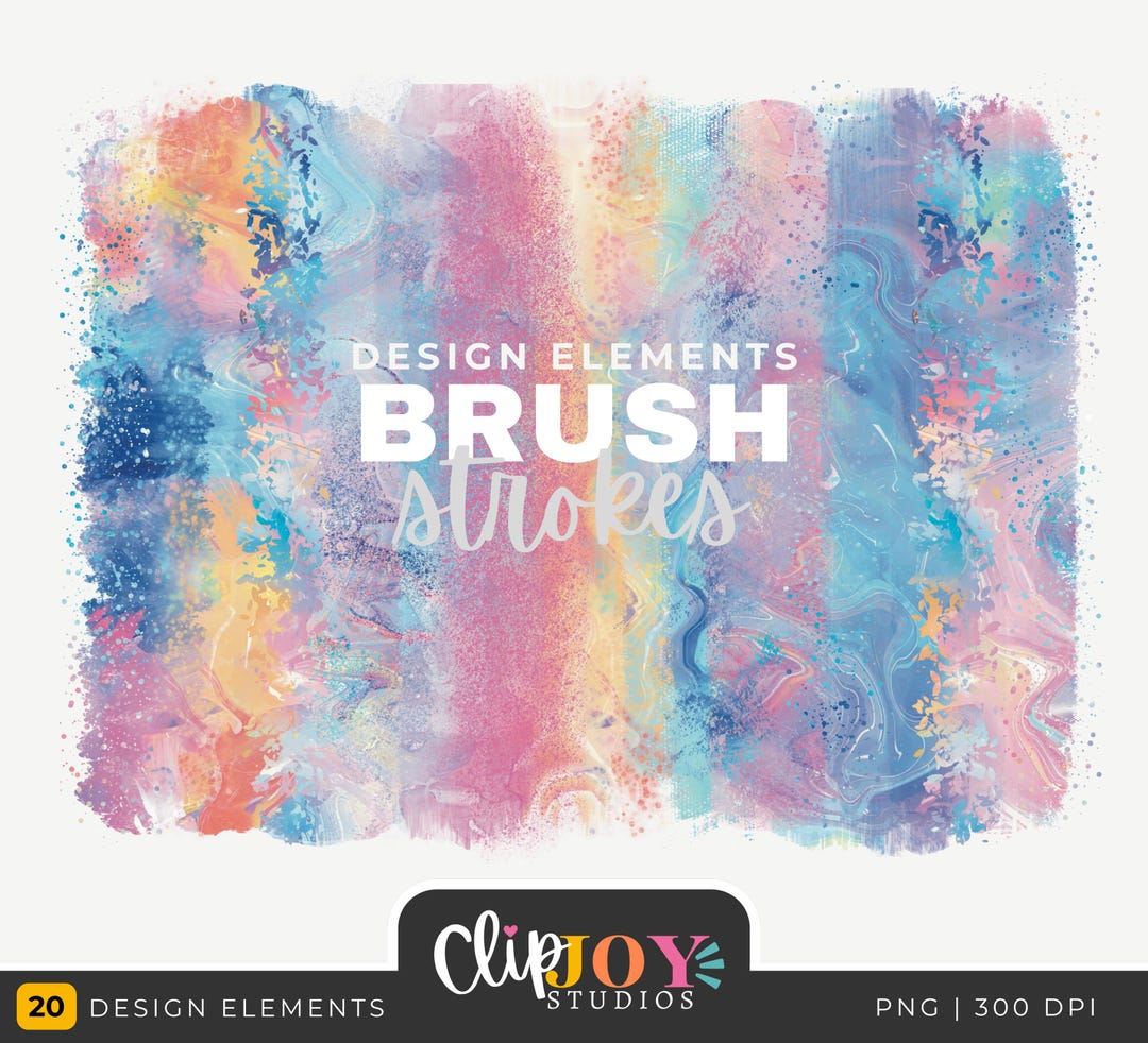 Colorful Swirl Brush Strokes, Painted Stripes Overlay Clipart, Digital ...