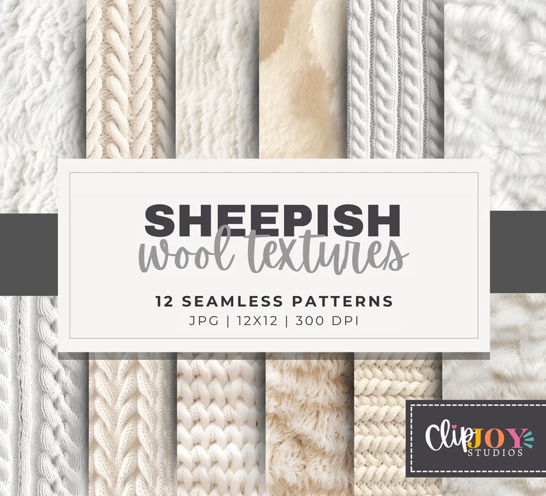 Sheep's Wool Digital Papers, 12 Seamless Textures, 12x12, JPG File ...