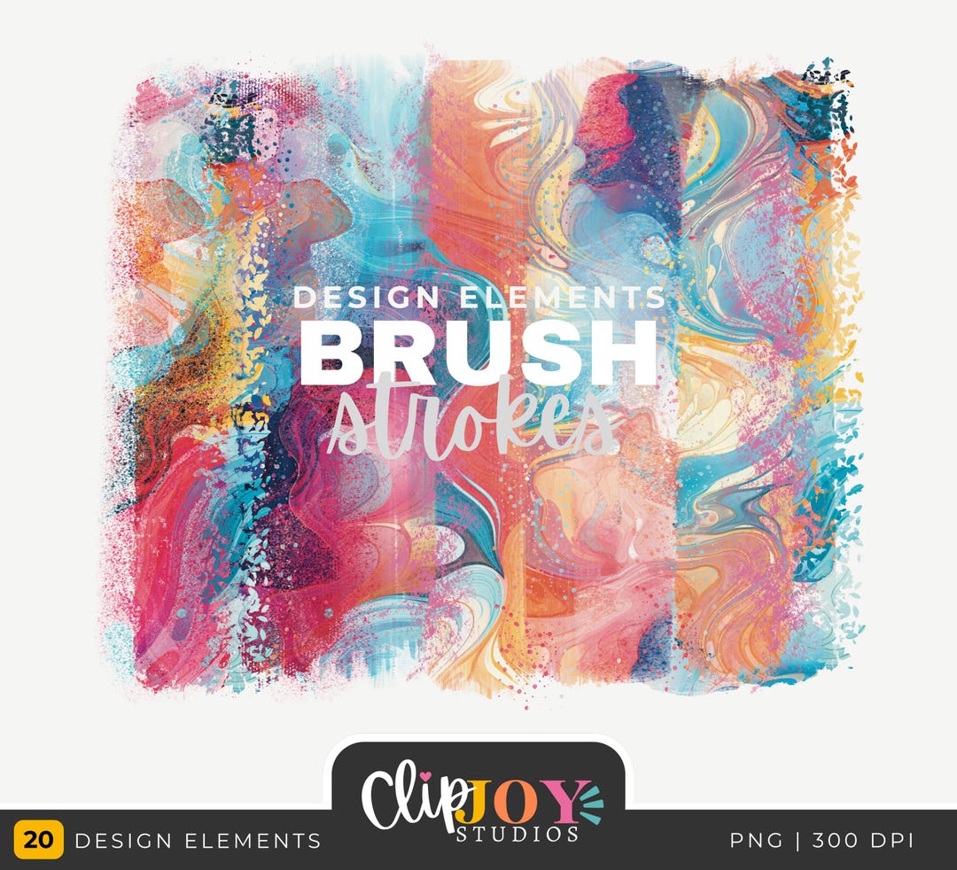 Retro Swirl Brush Strokes, Colorful Stripes Overlay Clipart, Digital ...