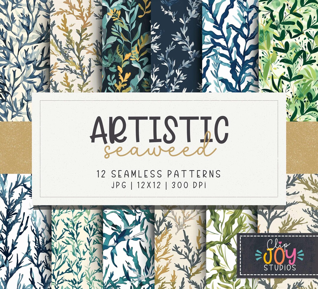 Seaweed Digital Paper: 12 Artistic Ocean Life Textures (commercial Use ...