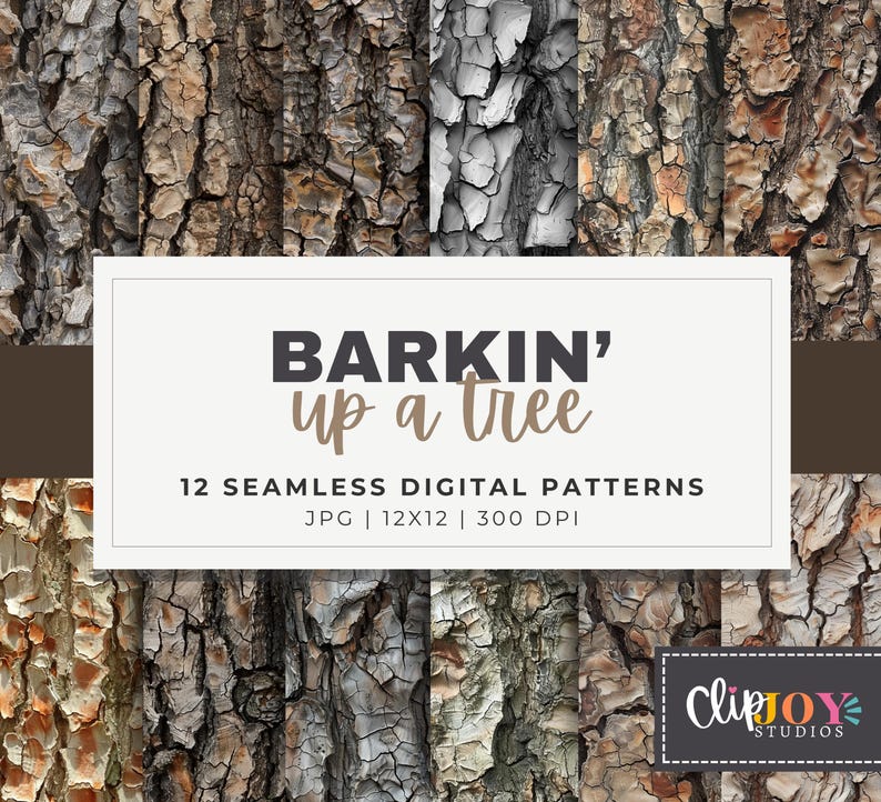 Realistic Tree Bark Seamless Textures, 12 Downloadable Digital Papers ...