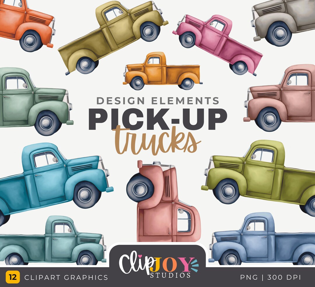 Vintage Truck Clipart | Retro Pick-up PNG | Rustic Farm Truck ...